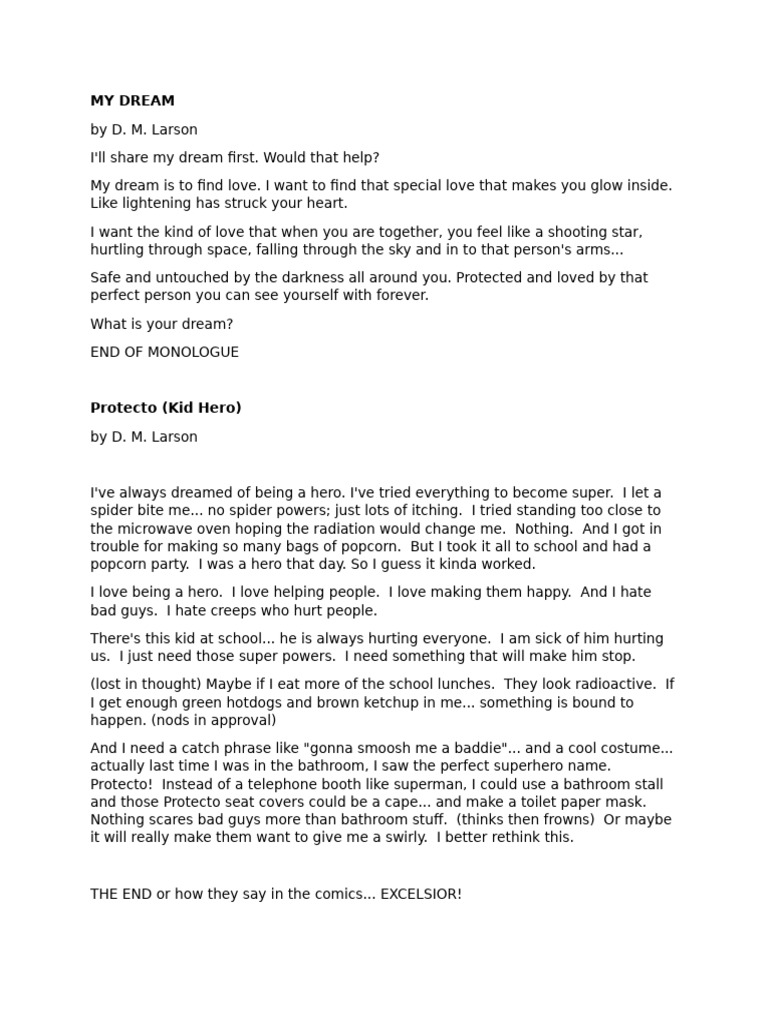 Audition Monologue Scripts For Theospian | PDF