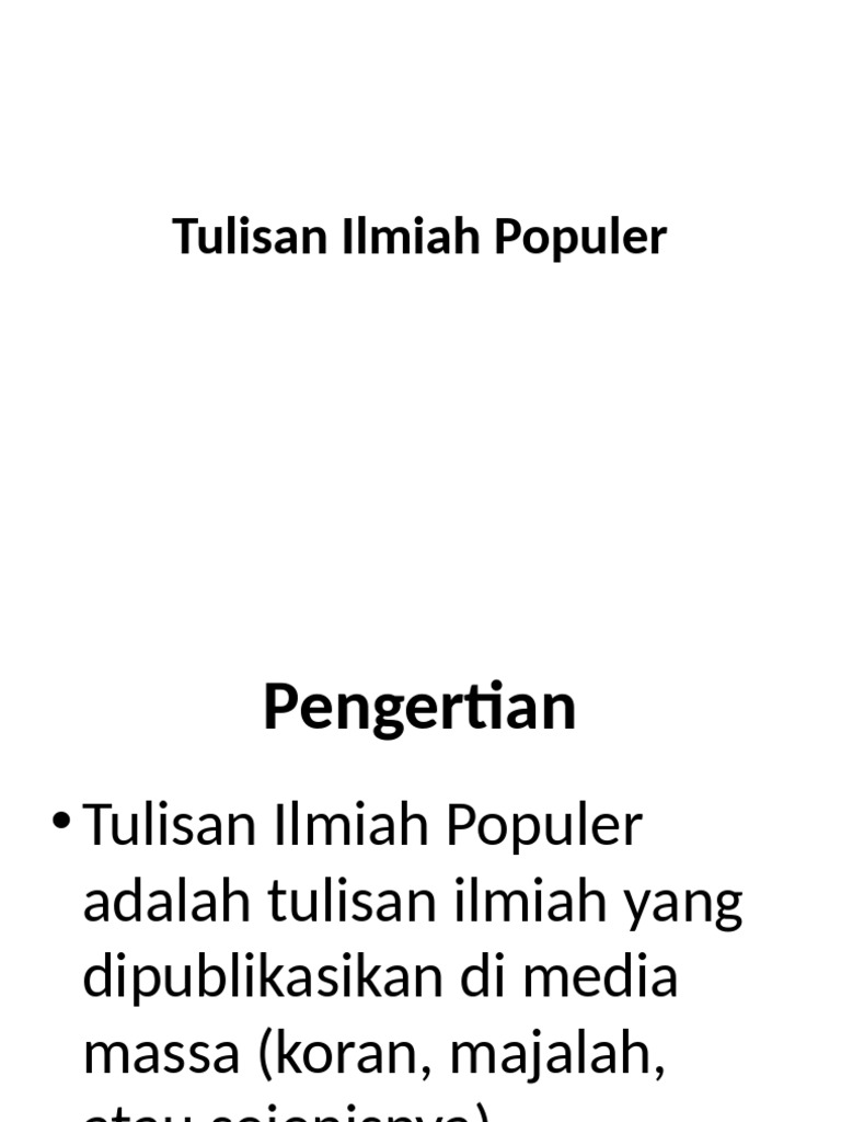 Tulisan Ilmiah Populer | PDF