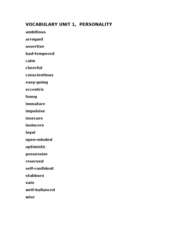 Vocabulary 1 Unit 1 | PDF