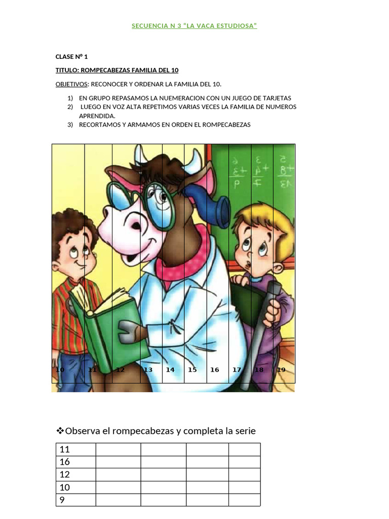 Secuencia 1er Grado La Vaca Estudiosa | PDF