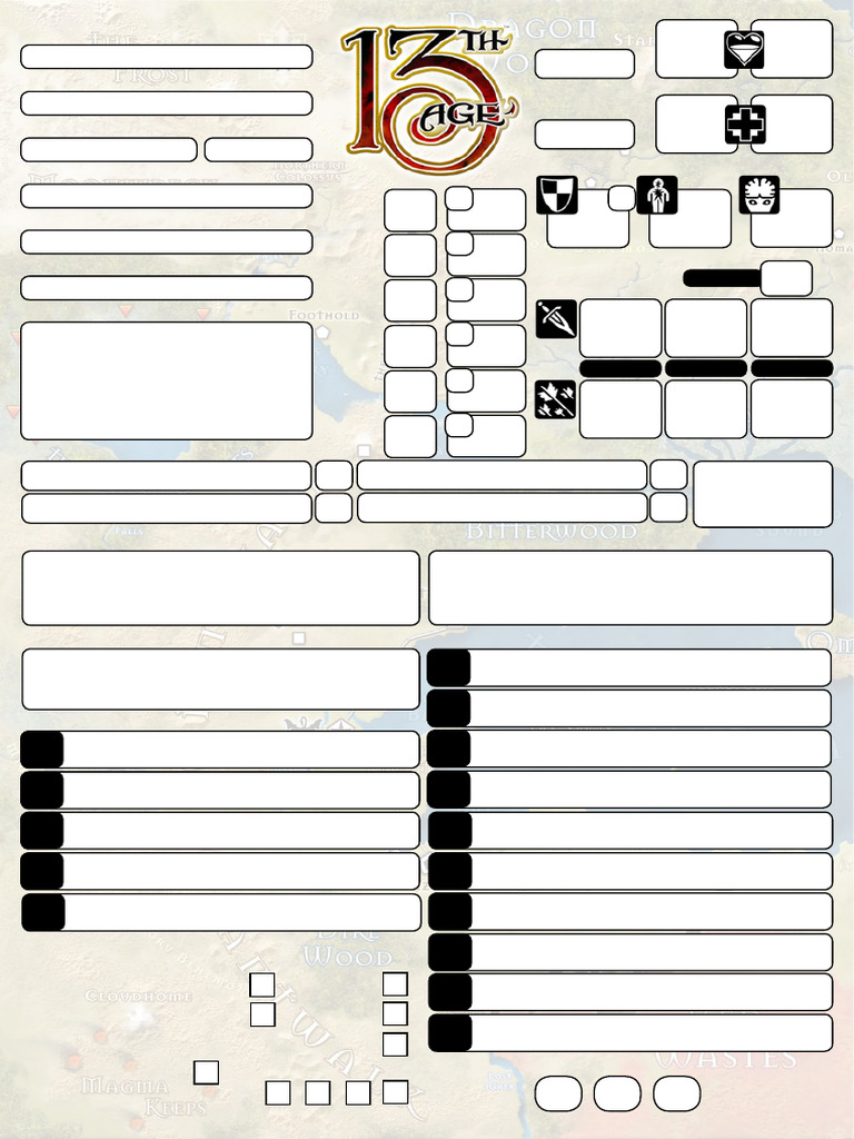 Santys Fillable 13th Age CS | PDF | Role Playing Games | Tabletop Games Santys Fillable 13th Age CS | PDF | Role Playing Games | Tabletop Games