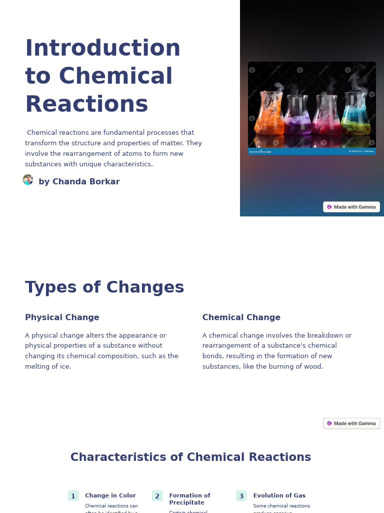 Introduction To Chemical Reactions | PDF