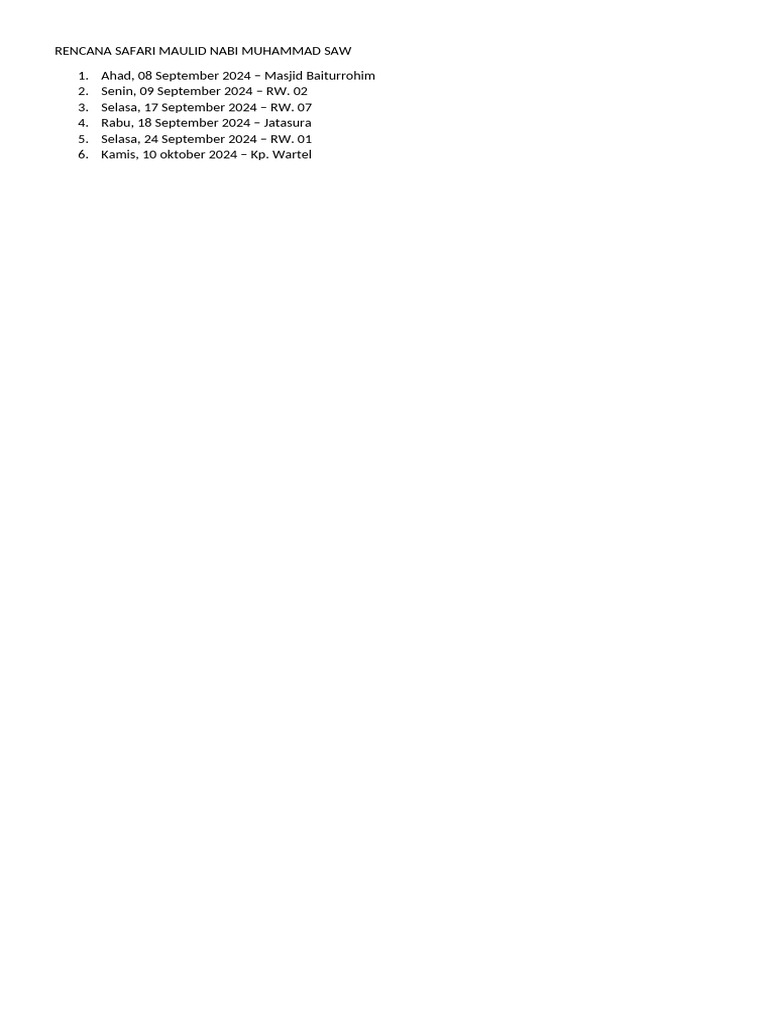 Rencana Safari Maulid Nabi Muhammad Saw | PDF