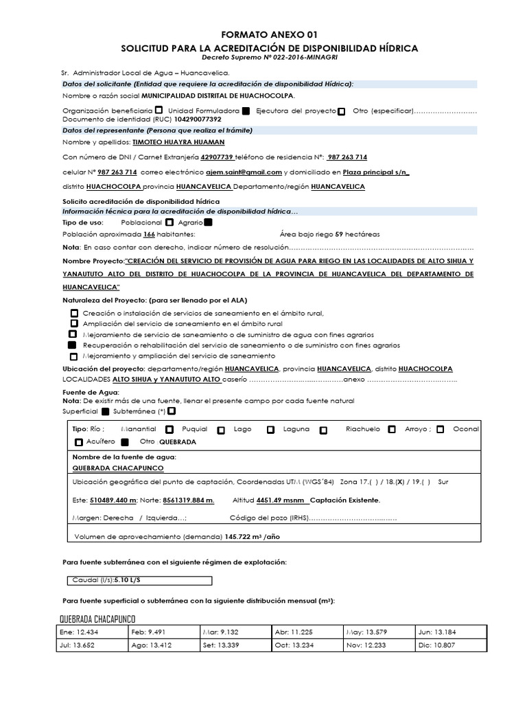 Formato 01 - TUPA - HUACHOCOLPA Ok | PDF