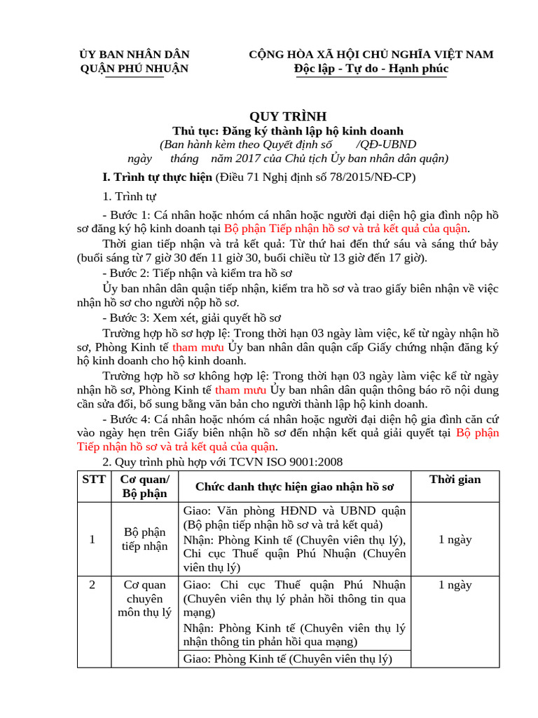 Quy Trinh Cap Moi GCN DKKD Va MST | PDF