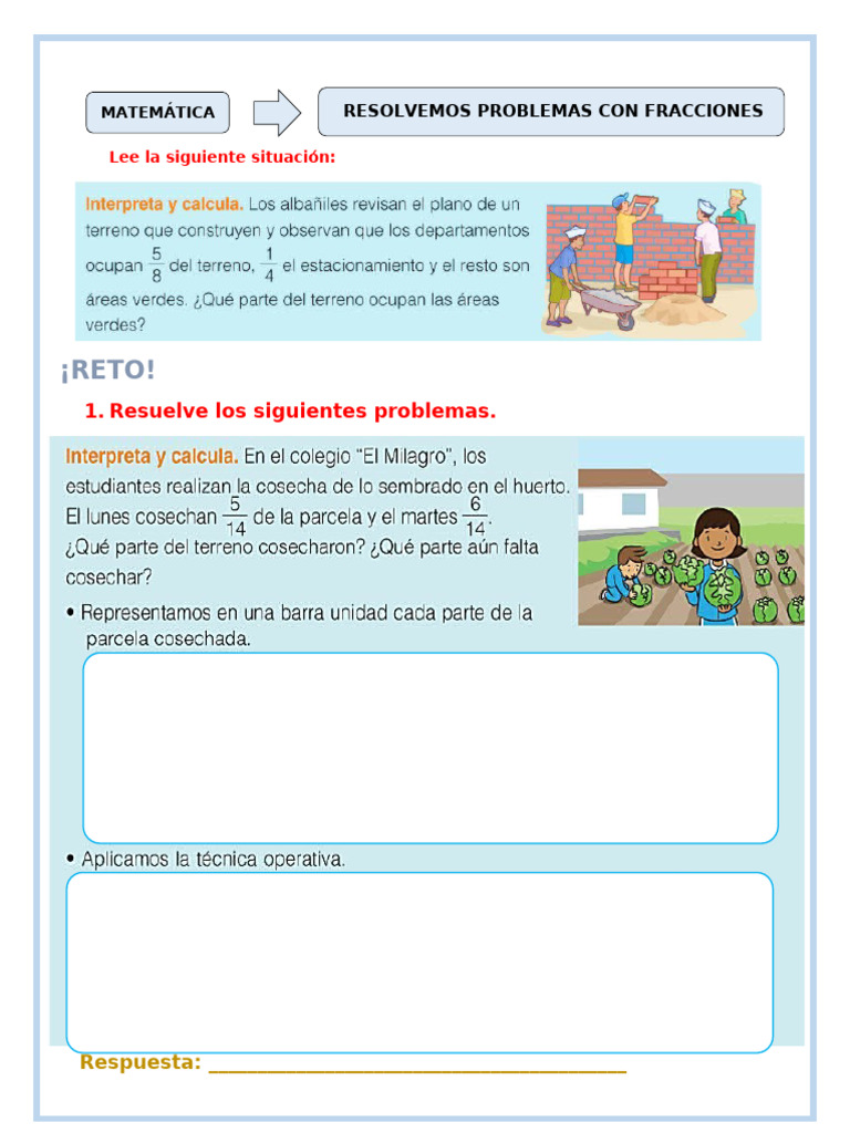 Ficha Mart 24 Mate Problemas Con Fracciones | PDF