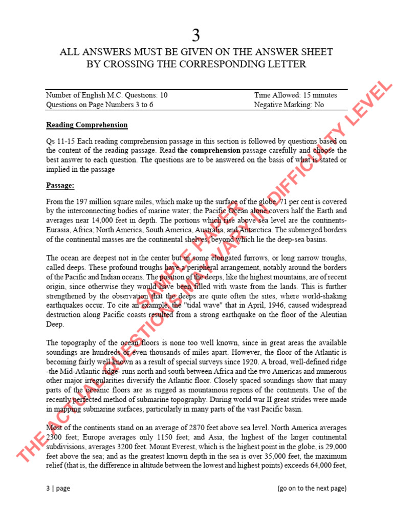 PGD Sample Paper Sample20 3 | PDF | Oceans | Atlantic Ocean