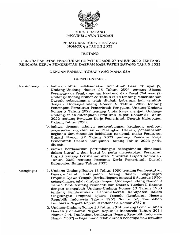 1.6.5. Perbup No-40-Tahun-2023 Tentang Perubahan RKPD | PDF