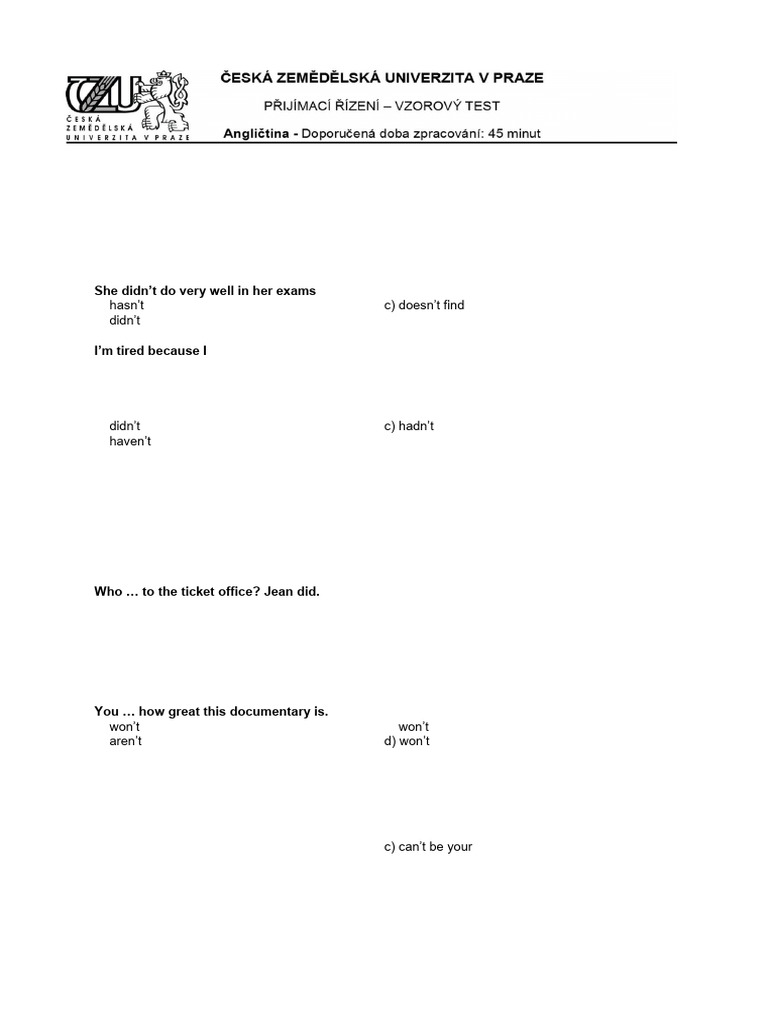 Anglictina Test | PDF