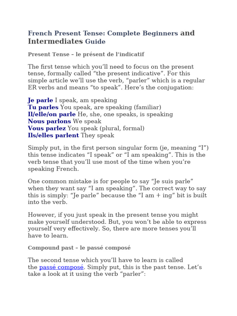 6.1 Le Présent de L'indicatif (6 French Verb Tenses You Must Know) | PDF