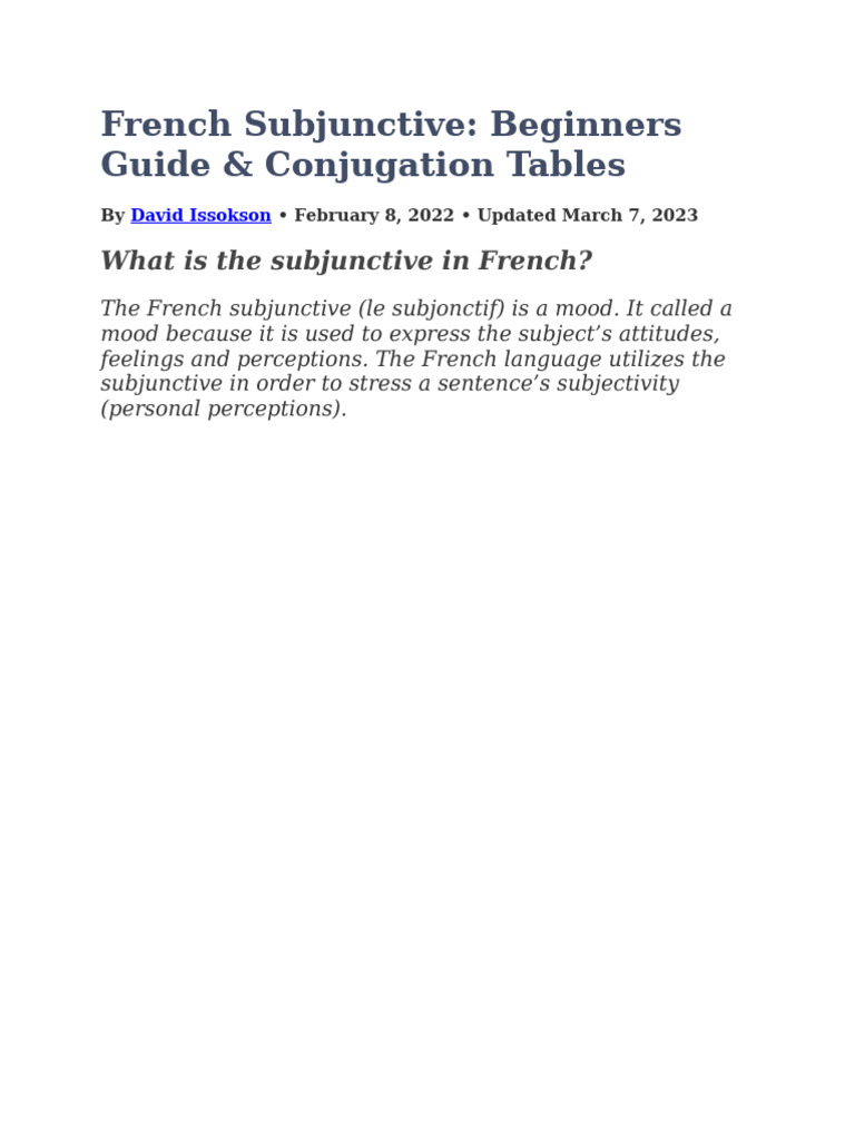 6.6 Le Le Présent Du Subjonctif (6 French Verb Tenses You Must Know) | PDF