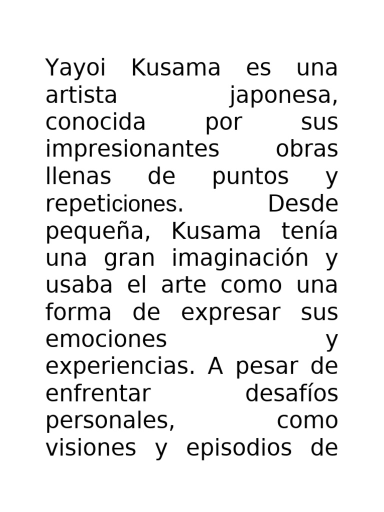 Biografía de Yayoi Kusama para Niños | PDF