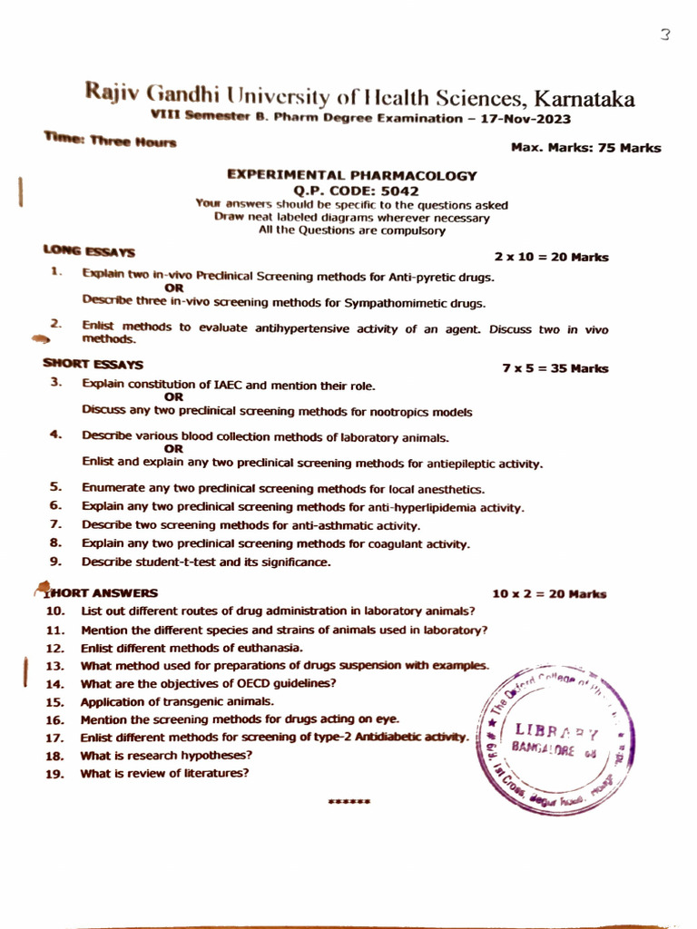 QP Experimental Pharmacology | PDF