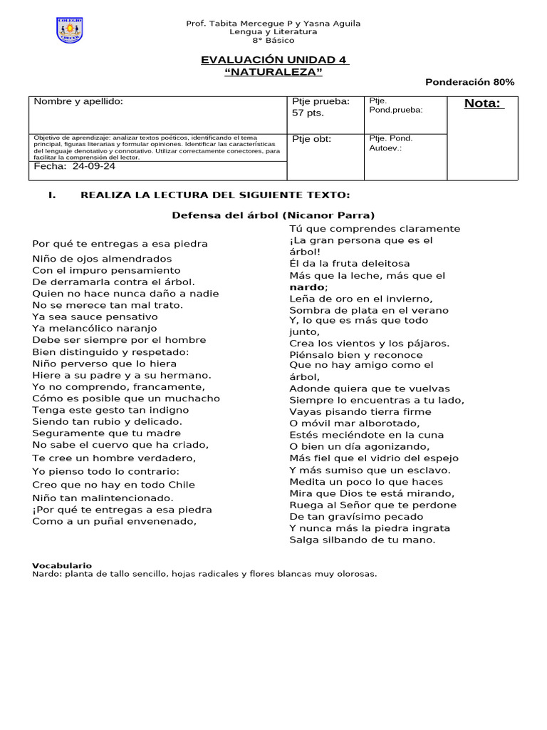 Prueba 8° Leng. | PDF | Connotación