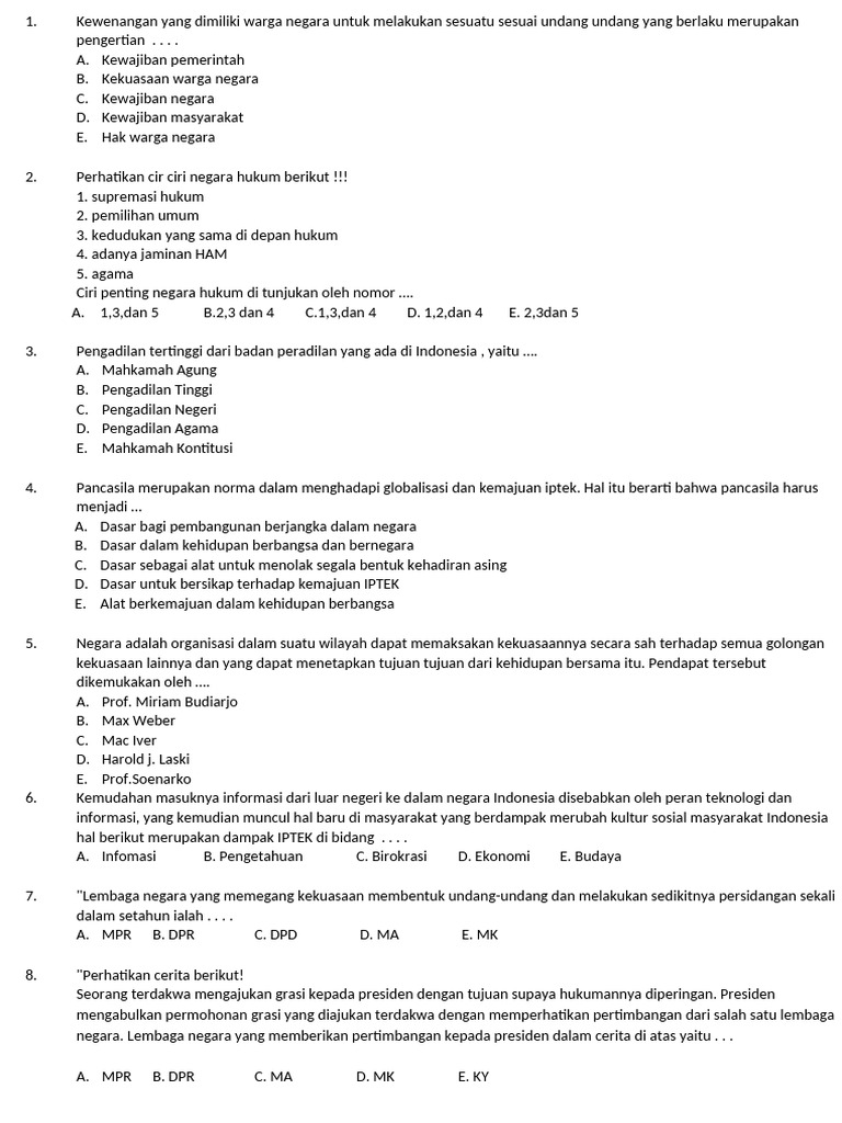 SOAL LATIHAN UM PPKN | PDF