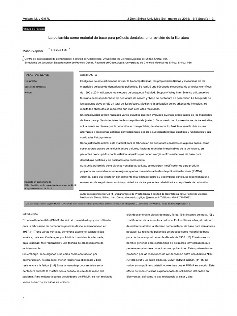 2015-Mahroo-Polyamide As A Denture Base Material. Lit Review | PDF