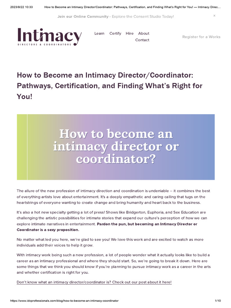 How To Become An Intimacy Director - Coordinator - Pathways, Certification, and Finding What's ...