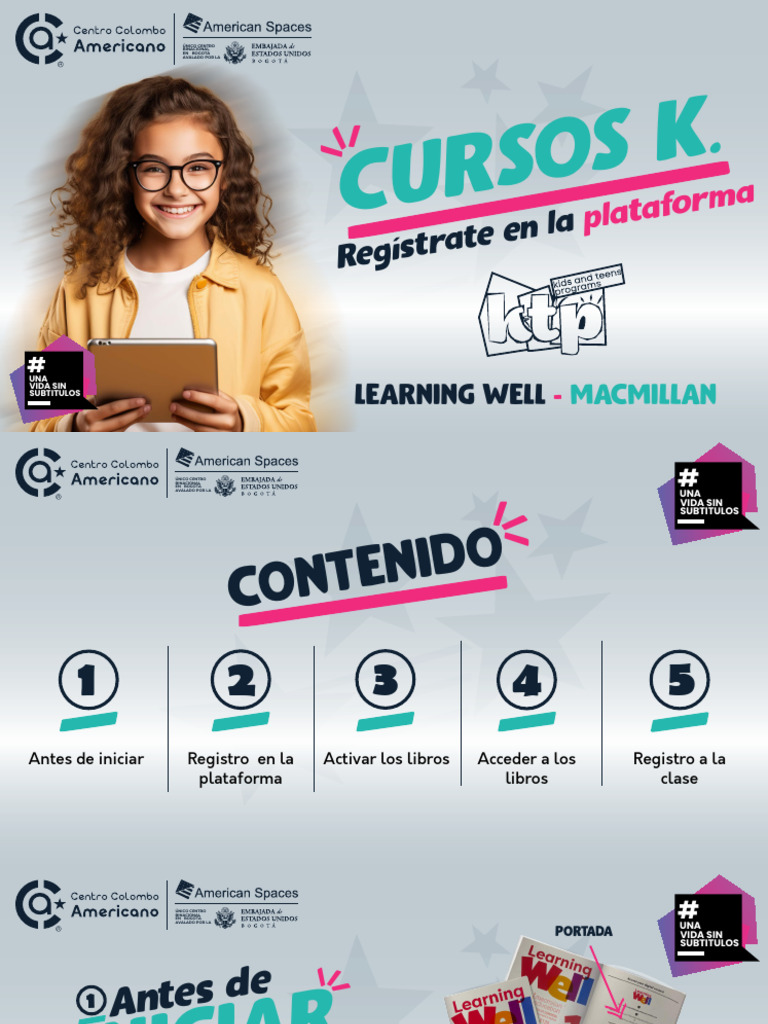 Tutorial Registro Plataforma Learning Well - K Courses - Centro Colombo Americano Bogotá | PDF