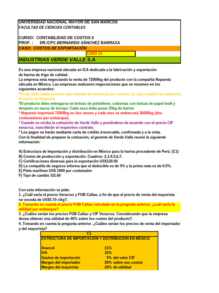 Soluc C13 Verde Export Conta Costos Ii | PDF