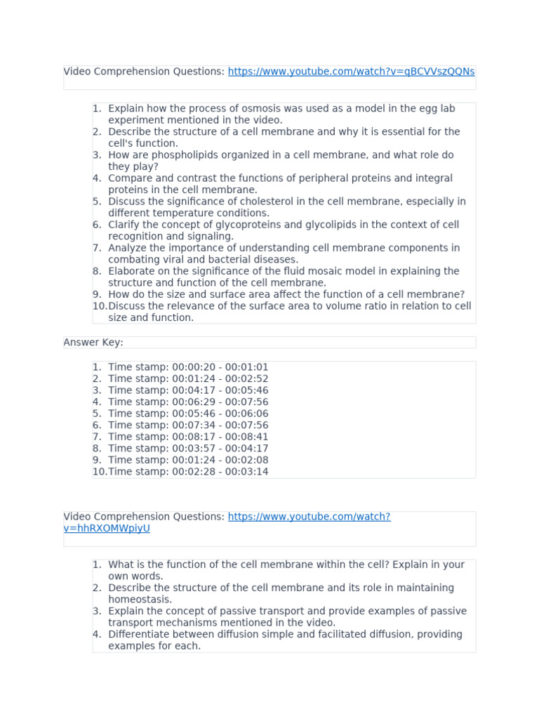 Video Comprehension Questions | PDF