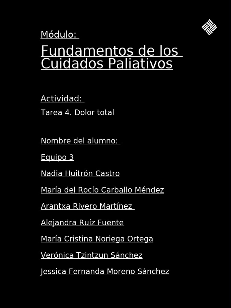 Fundamentos De Los Cuidados Paliativos Tarea 4 Pdf