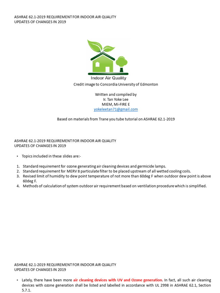 ASHRAE 62.1-2019 Air Quality Updates | PDF | Ventilation (Architecture ...