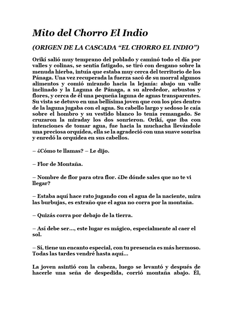 Mito El Chorro de El Indio | PDF | Poesía