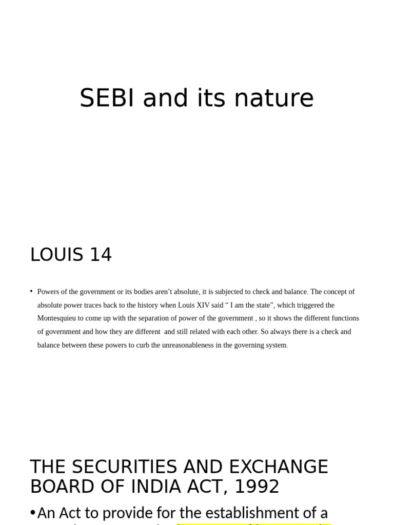 SEBI and Its Nature | PDF