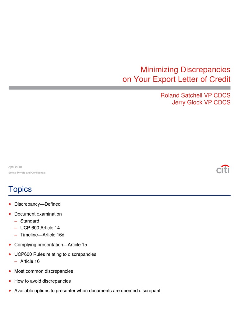 Lc Discrepancies | Letter Of Credit | Bill Of Lading