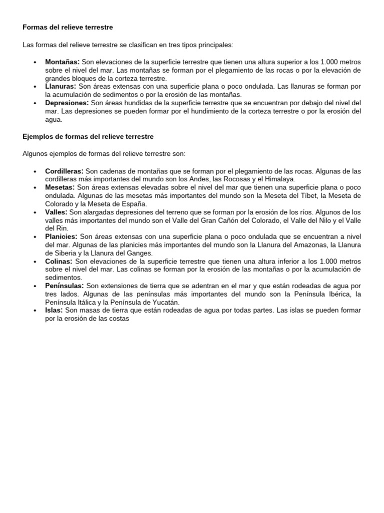 Formas Del Relieve Terrestre | PDF