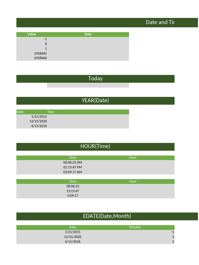 Date and Time Function | PDF