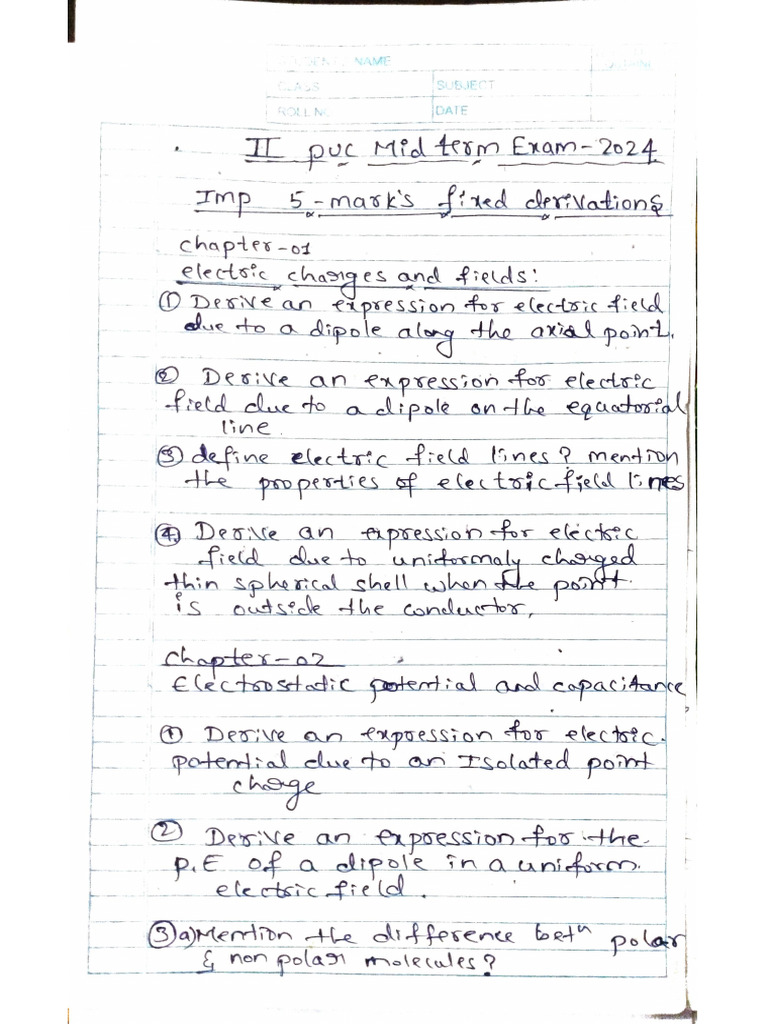 2 Puc 5 Marks Fixed Derivations | PDF