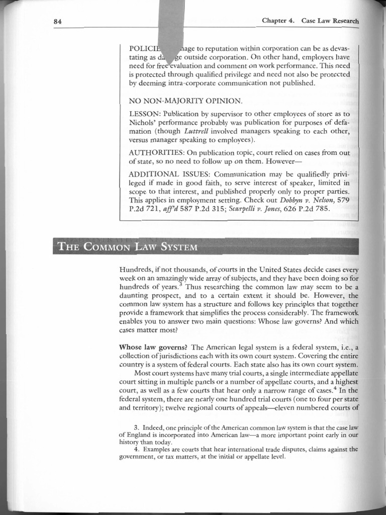 Common Law System - Ch. 4 Process of Legal Research | PDF