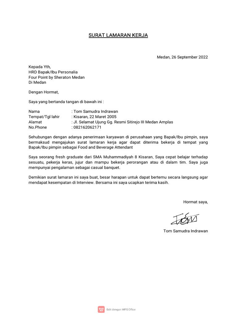 Tom Cover Letter | PDF