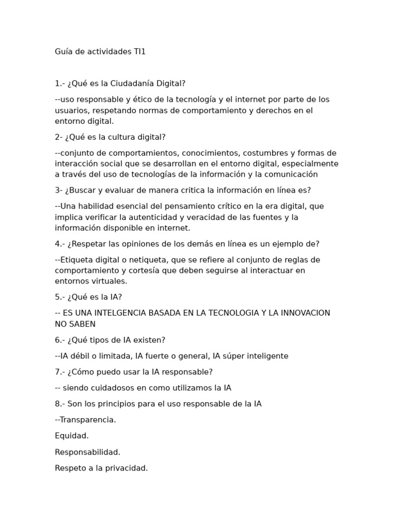 Guía de Actividades TI1 | PDF