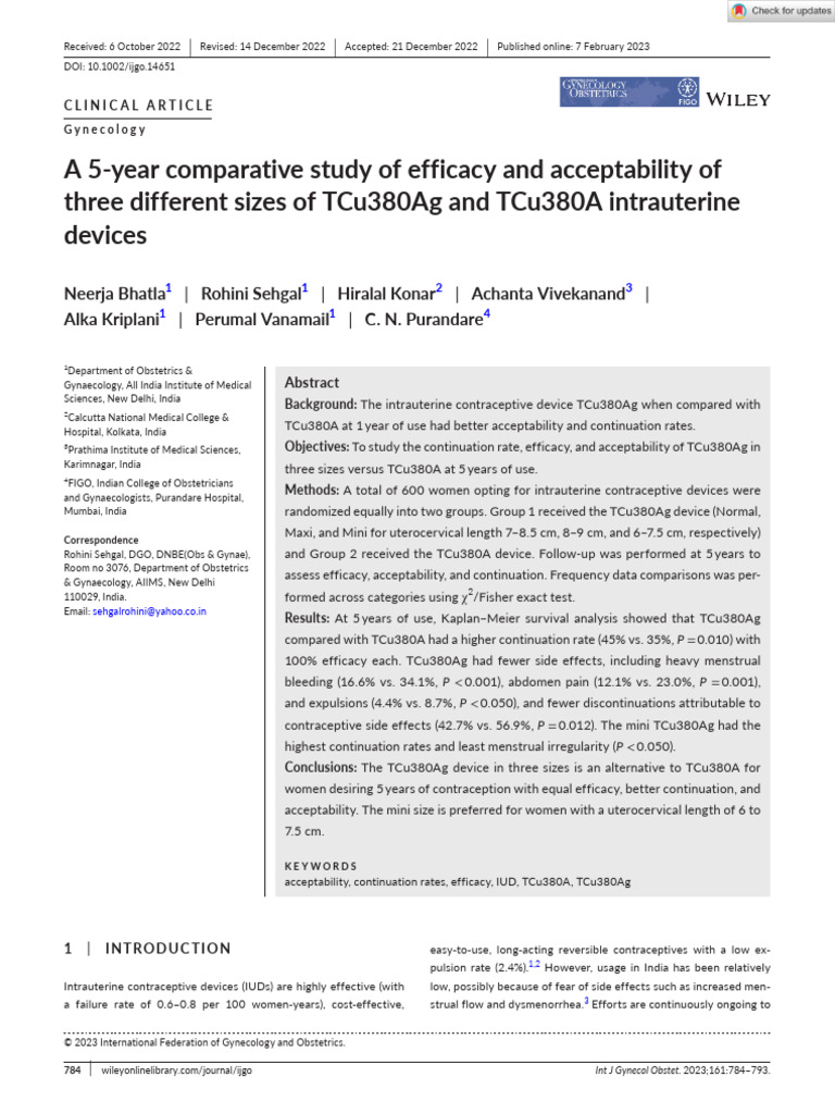 Intl J Gynecology Obste 2023 Bhatla A 5 Year Comparative Study of | PDF