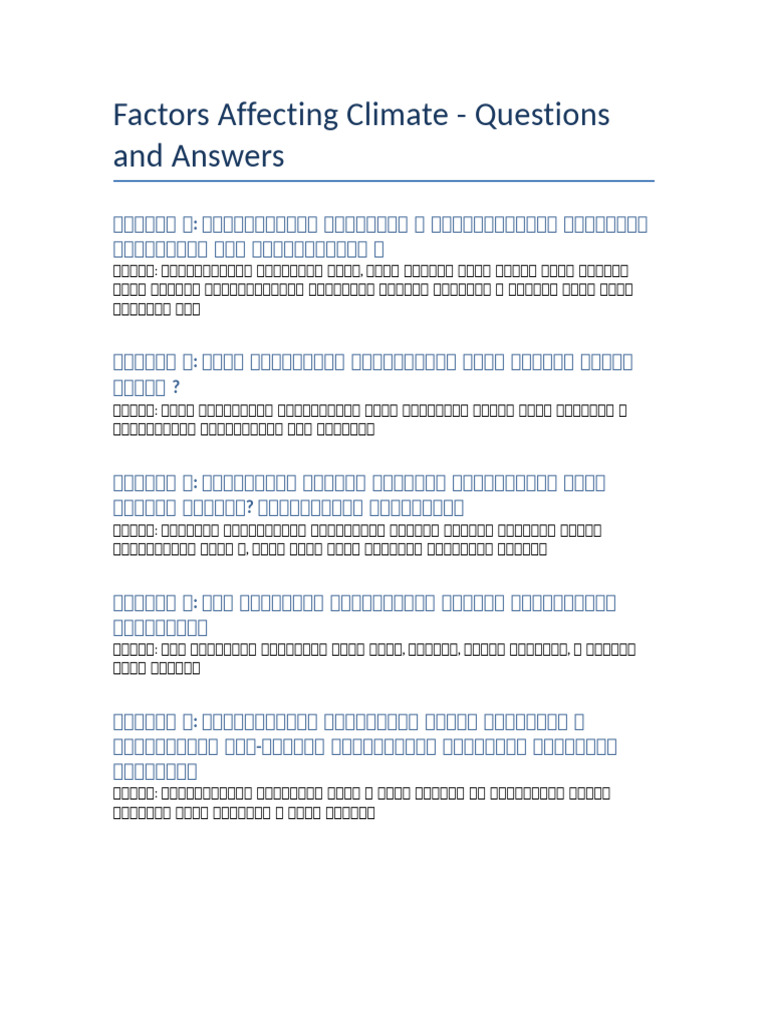Factors Affecting Climate Answers | PDF