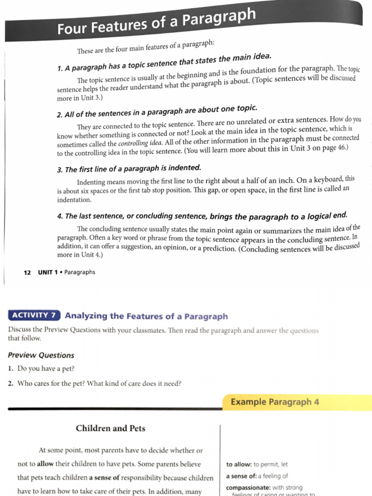 Features of Paragraph - Pet Example | PDF
