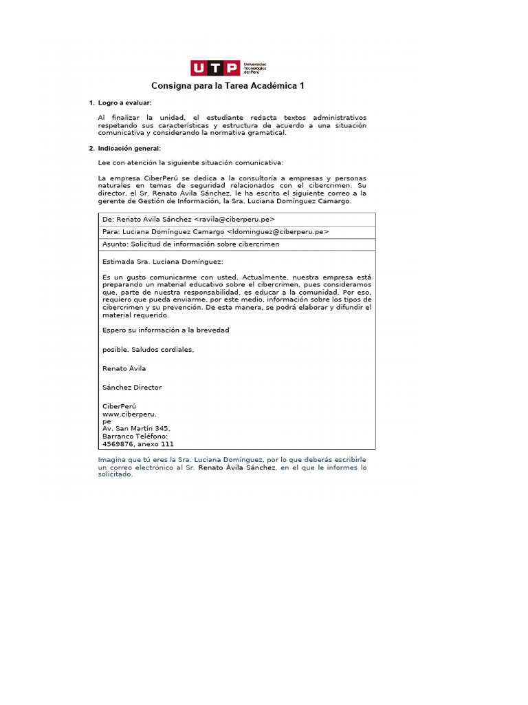 AC-S04 Semana 04 - Tema 01 Tarea - Tarea Académica 1 TA1 | PDF