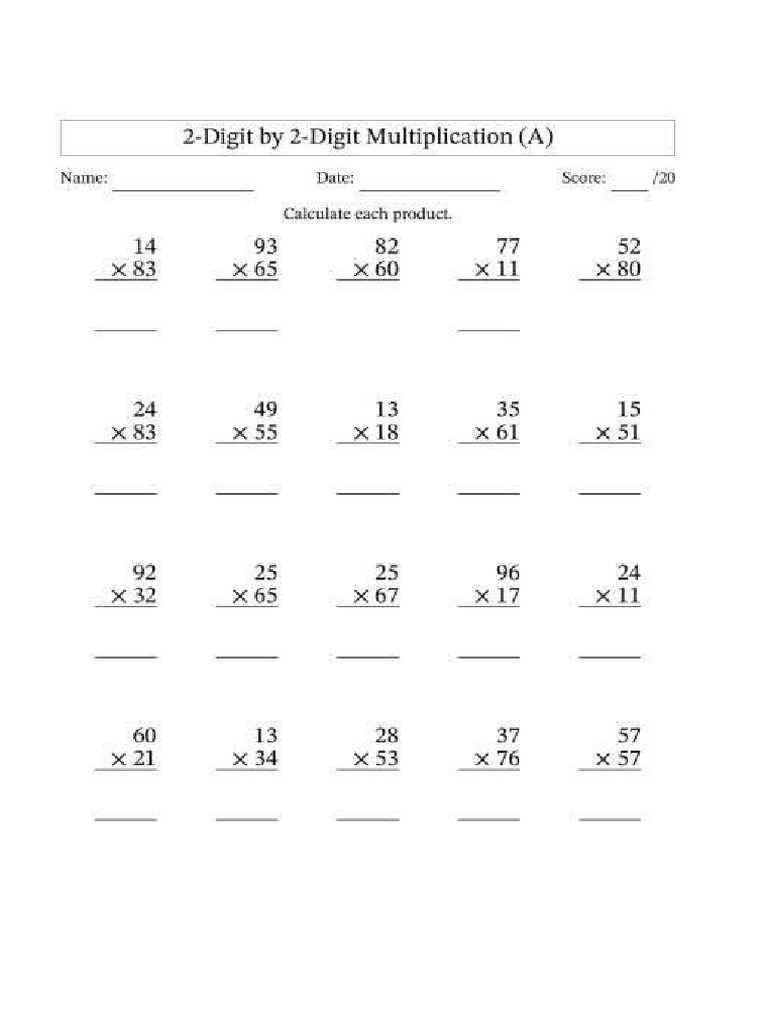 Multiplication Pdf