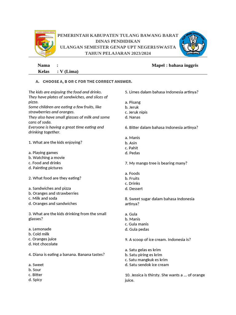 Soal Mid Semester 2 Kelas 5 | PDF