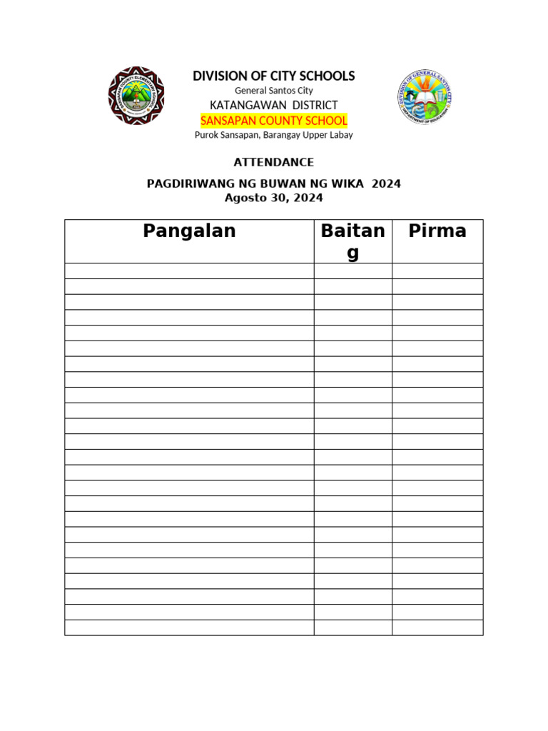 Attendance Buwan NG Wika | PDF
