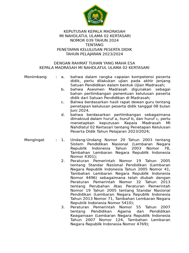 SK KELULUSAN 2024 | PDF