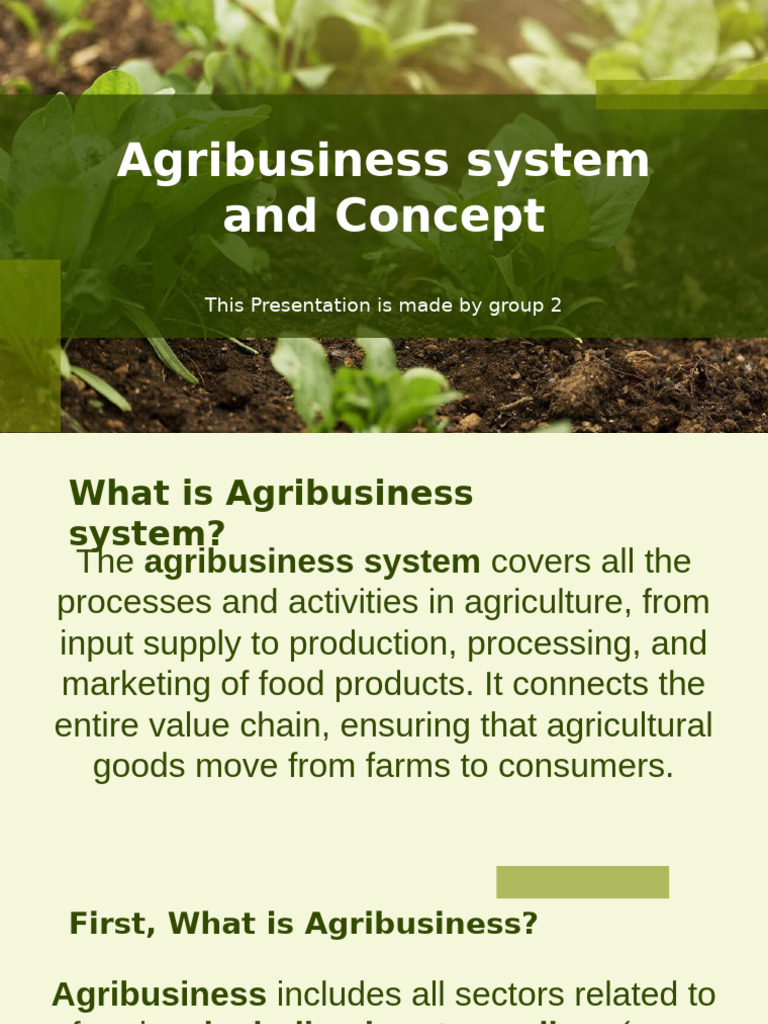 Agribusiness System Overview | PDF | Agriculture | Wellness