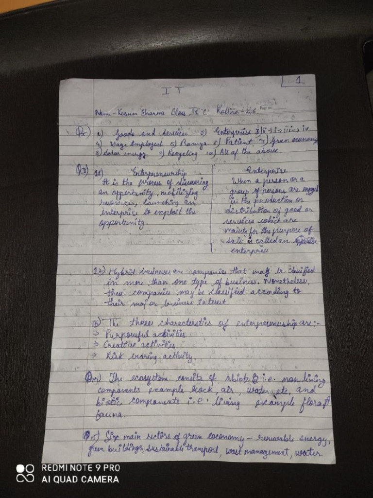 Kusum Sharma Class 9 PT 3 Roll No 26 | PDF