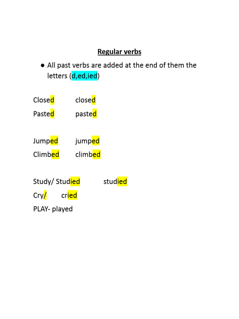 regular and irregular rules for past participle verbs.docx | PDF