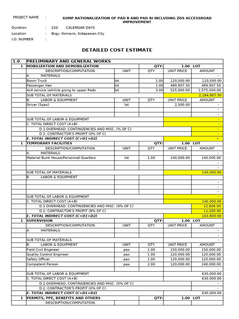 Cost Details-Const of Railings & Gratings of MAGBU Sums RI and Pad B and ZDS Lines | PDF