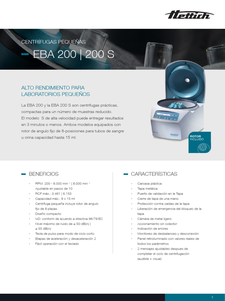 Centrifuga EBA200-200S | PDF