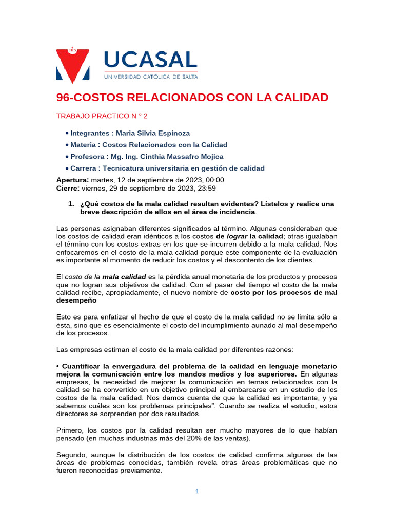 TRAB. PRACT, COSTOS Entregar | PDF