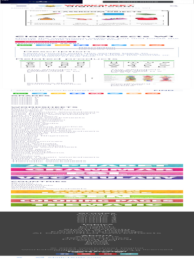 Classroom Objects W1 - Worksheet Digital | PDF
